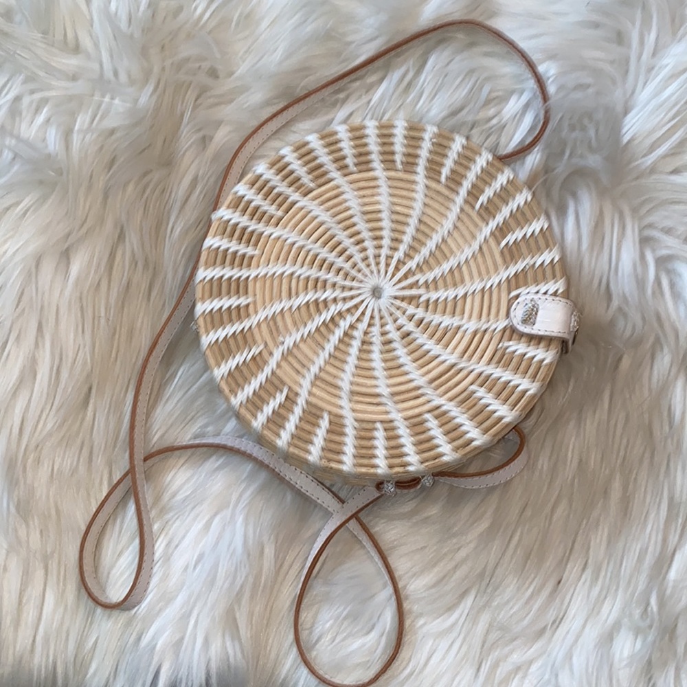 Hand-Woven Round Rattan Crossbody - Gem